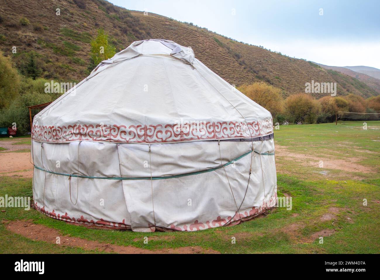 Traditional Yurt. National nomadic old house of Central Asia with blue ...