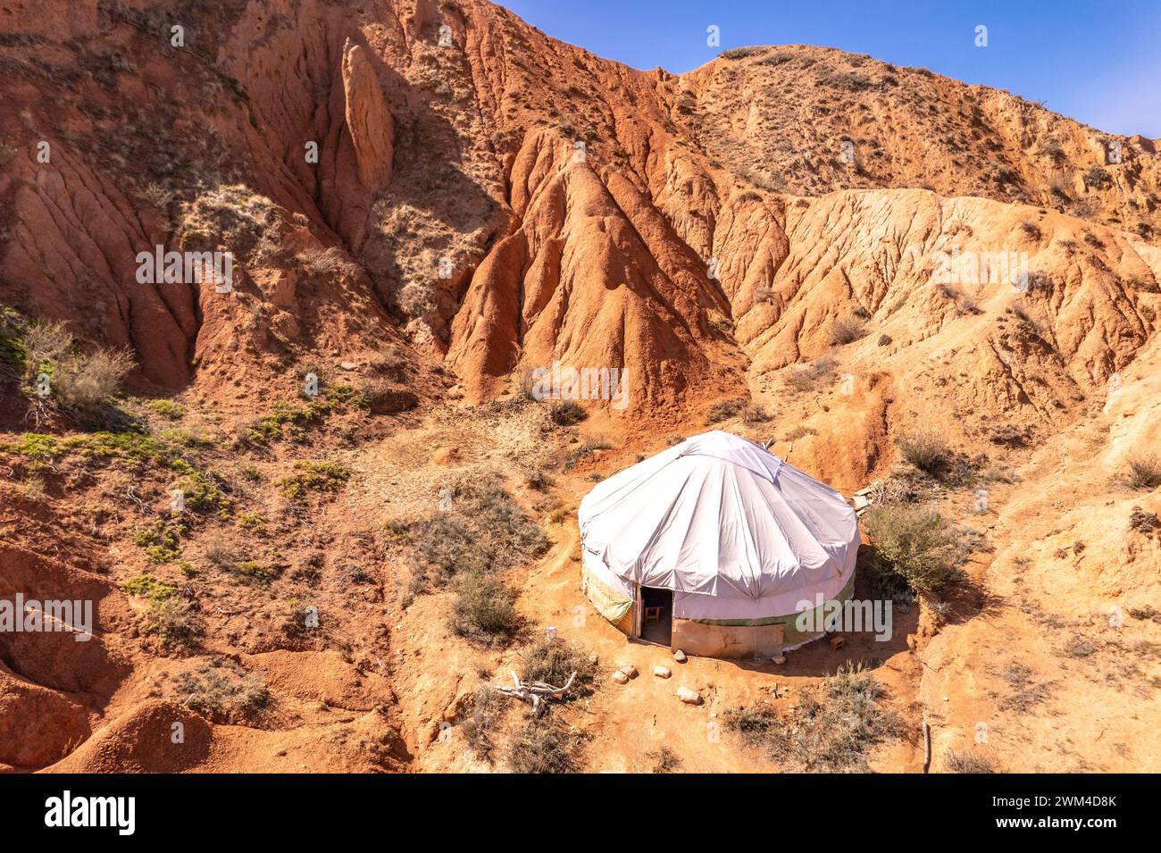 Traditional Yurt. National nomadic old house of Central Asia with blue ...