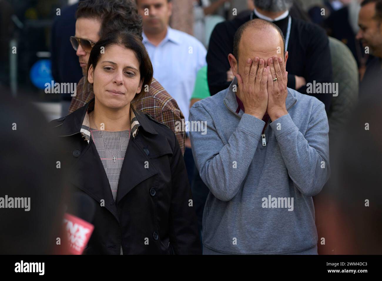 Nancy Iskander (left) and Karin Iskander speak at a news conference ...
