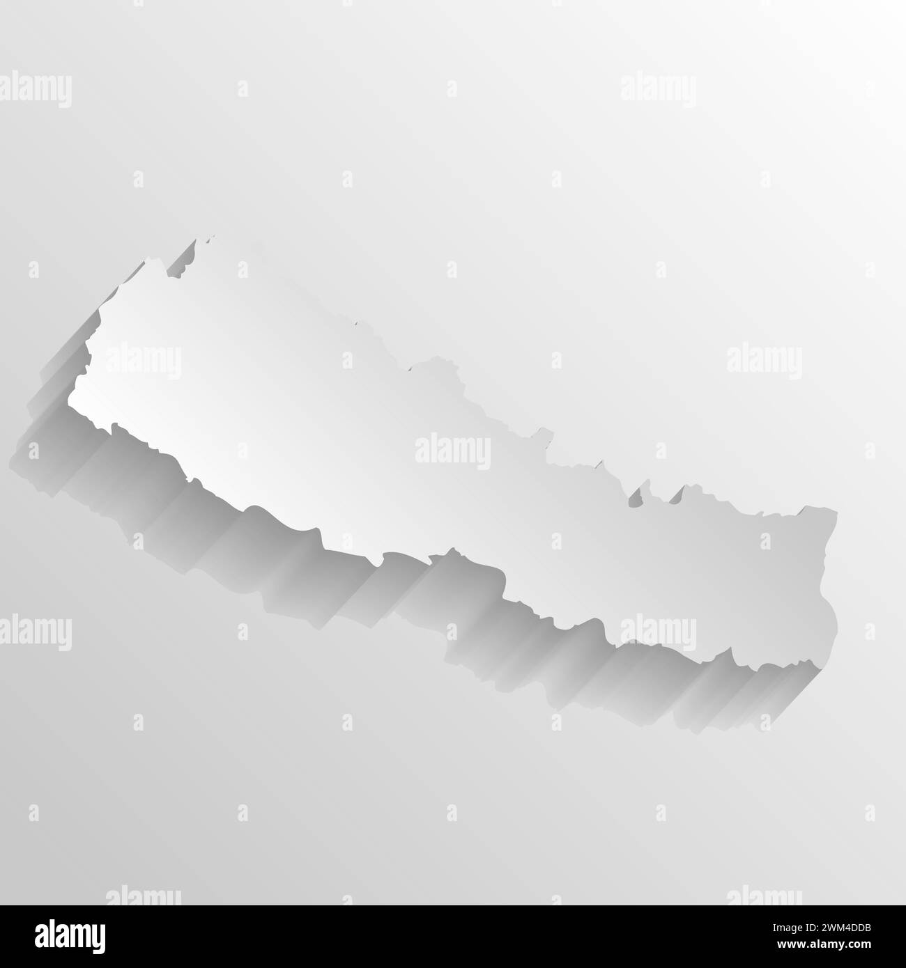 Nepal country silhouette. High detailed map. White country silhouette ...