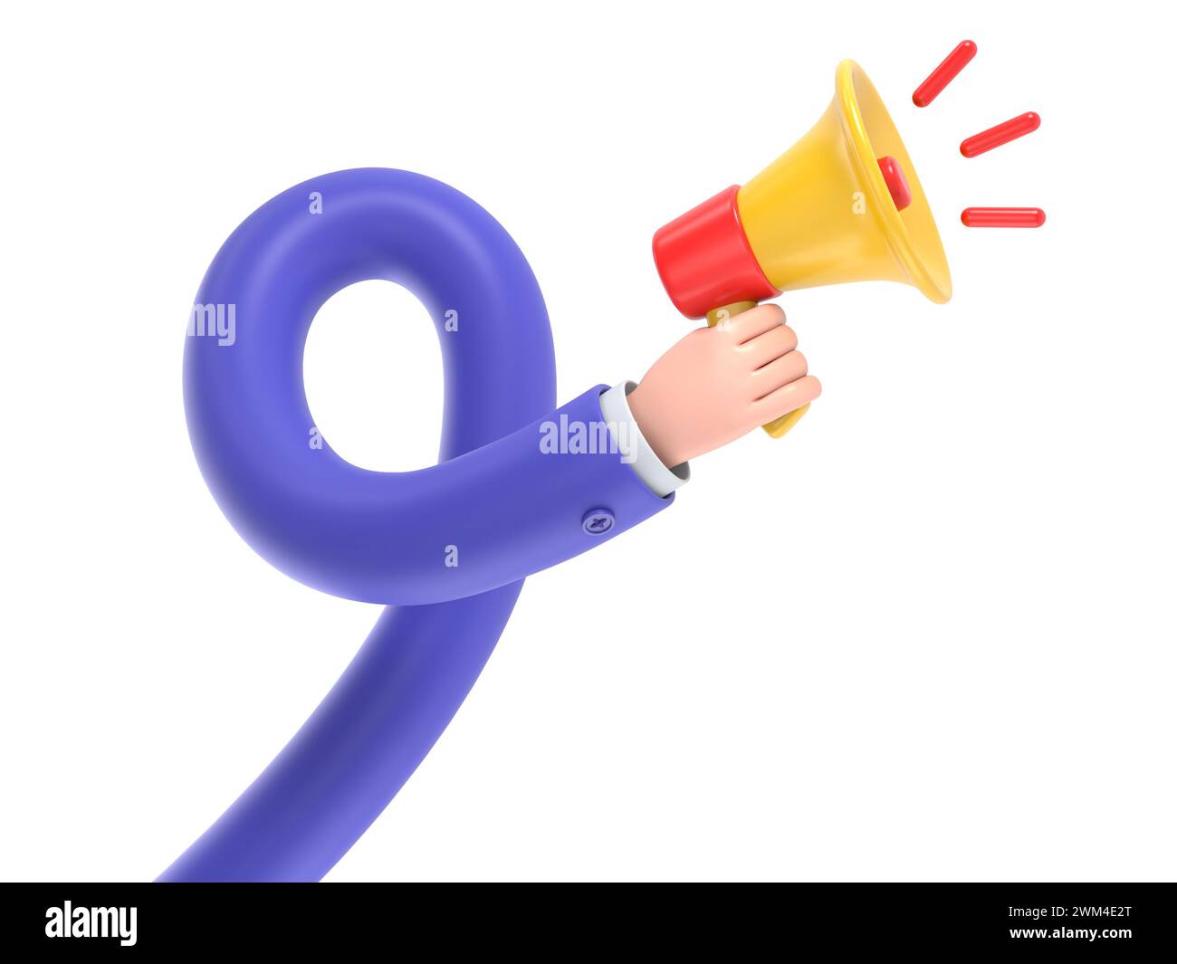 Cartoon Gesture Icon Mockup.3d hand holding yellow megaphone realistic ...