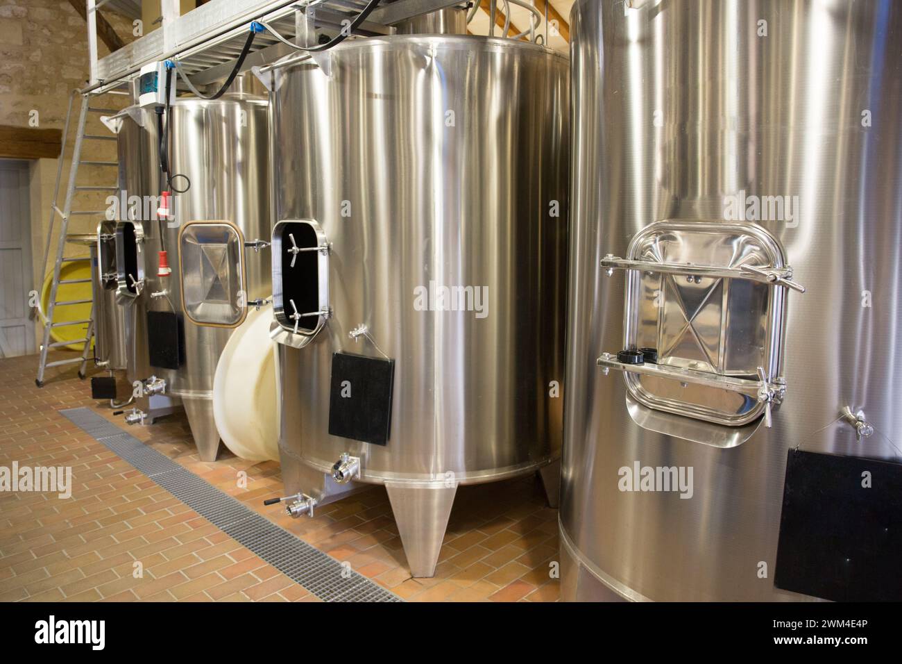 modern wine cellar with stainless steel tanks Stock Photo - Alamy