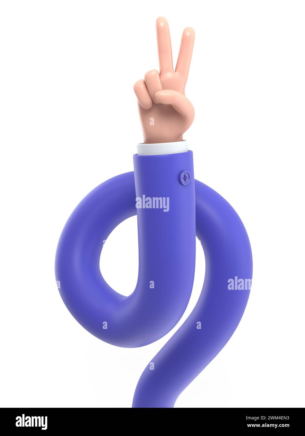 Cartoon Gesture Icon Mockup. Two fingers social icon. Cartoon character ...