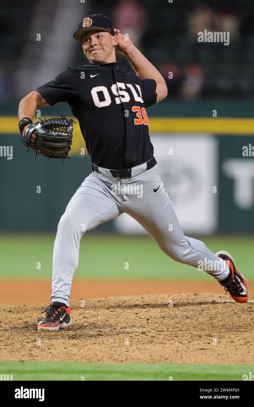 February 23, 2024: Oregon State pitcher Nelson Keljo #36 prepares to ...