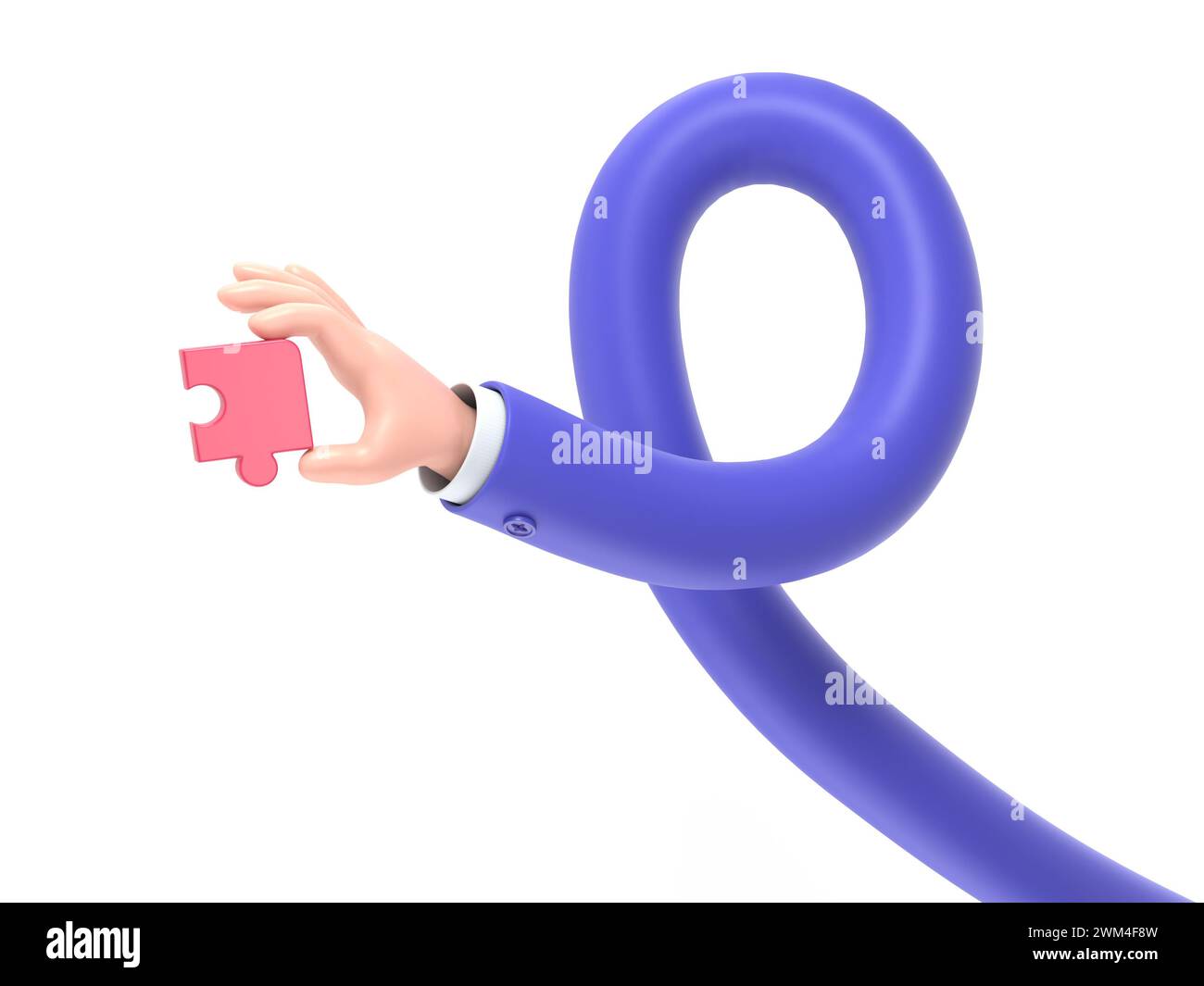 Cartoon Gesture Icon Mockup.Business teamwork with white puzzle of four ...