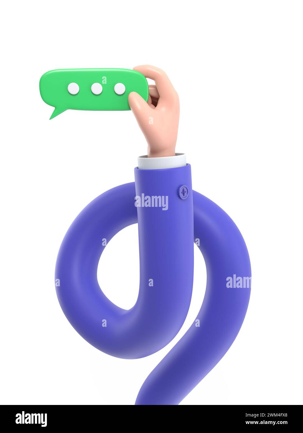 Cartoon Gesture Icon Mockup.3d hand holding chat bubble icon. Message ...