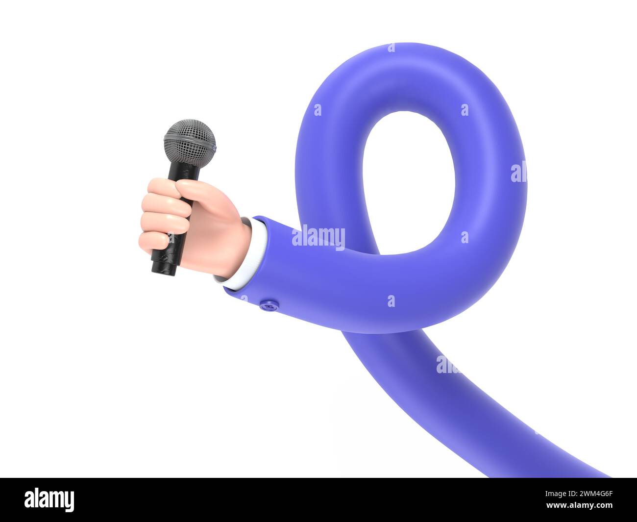 Cartoon Gesture Icon Mockup.Cartoon hand holding microphone .3D ...