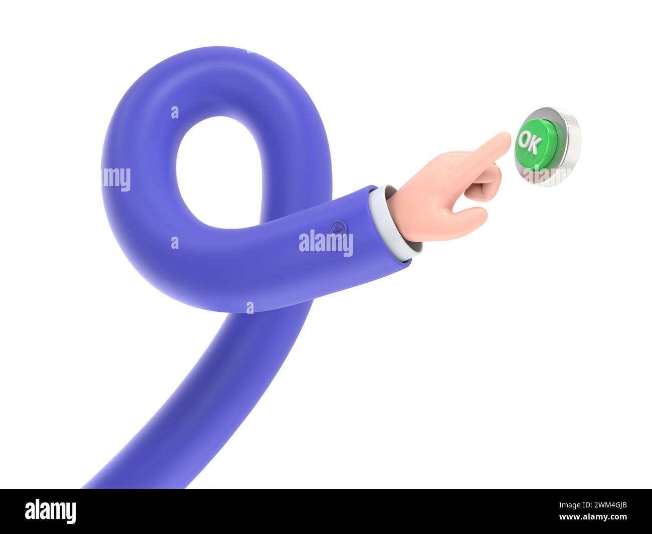 Cartoon Gesture Icon Mockup.The green ok button hand presses pop art ...