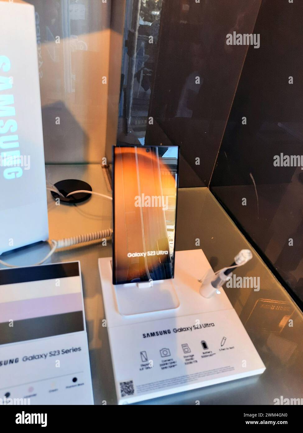 Cairo, Egypt, February 9 2024: Samsung flagship cellphone models ...