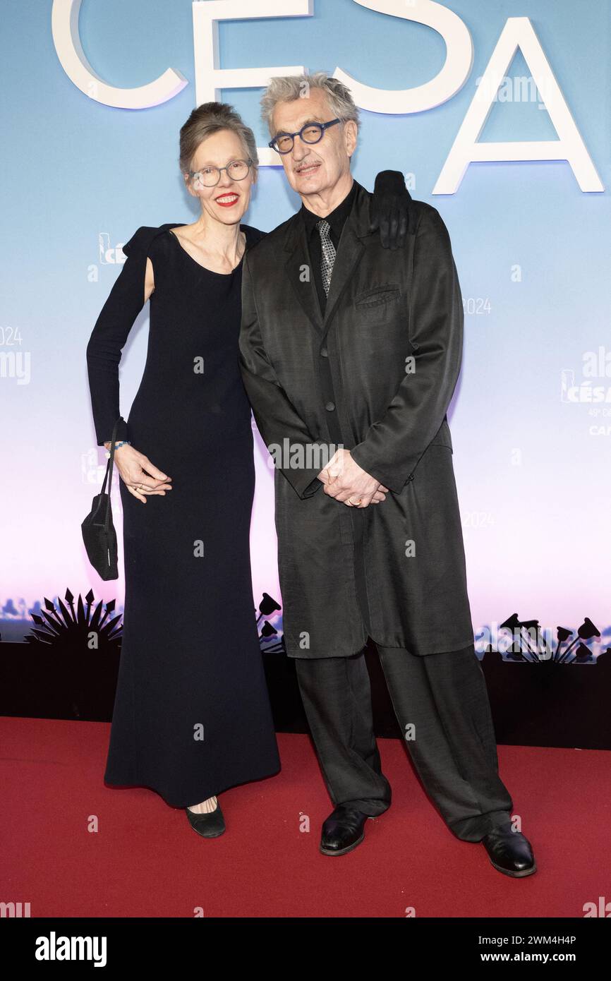 Paris, France. 24th Feb, 2024. Donata Wenders and Wim Wenders arrive at the 49th Cesar Film ...
