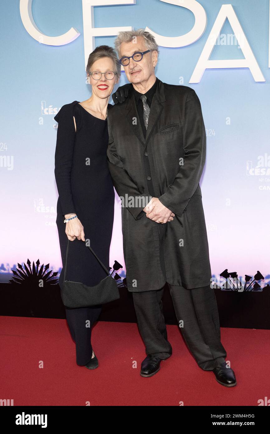 Paris, France. 24th Feb, 2024. Donata Wenders and Wim Wenders arrive at the 49th Cesar Film ...
