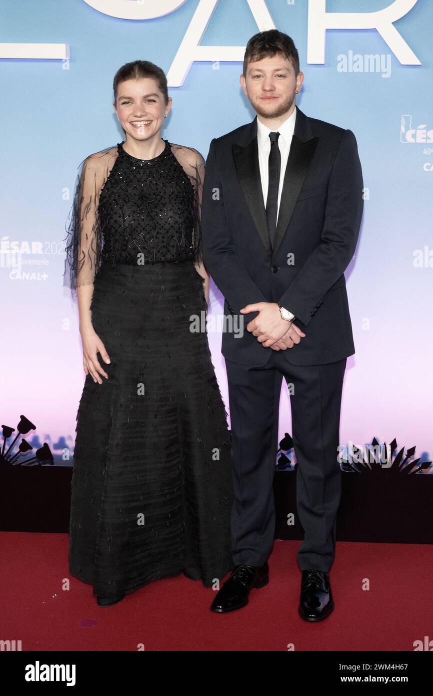 Paris, France. 24th Feb, 2024. Galatea Bellugi and Anthony Bajon arrive at the 49th Cesar Film ...