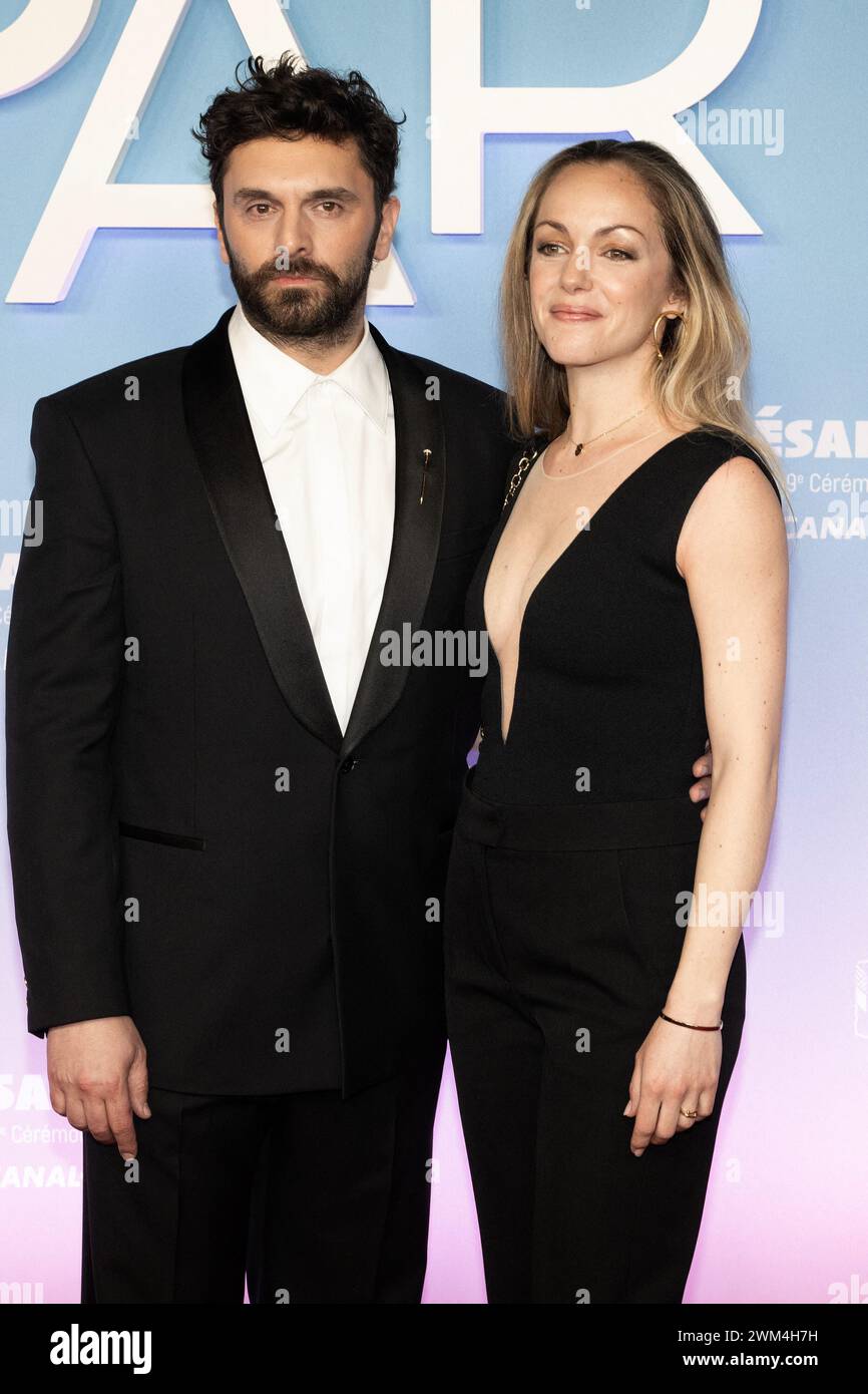 Paris, France. 24th Feb, 2024. Pio Marmai and Charlotte Ranson arrive ...