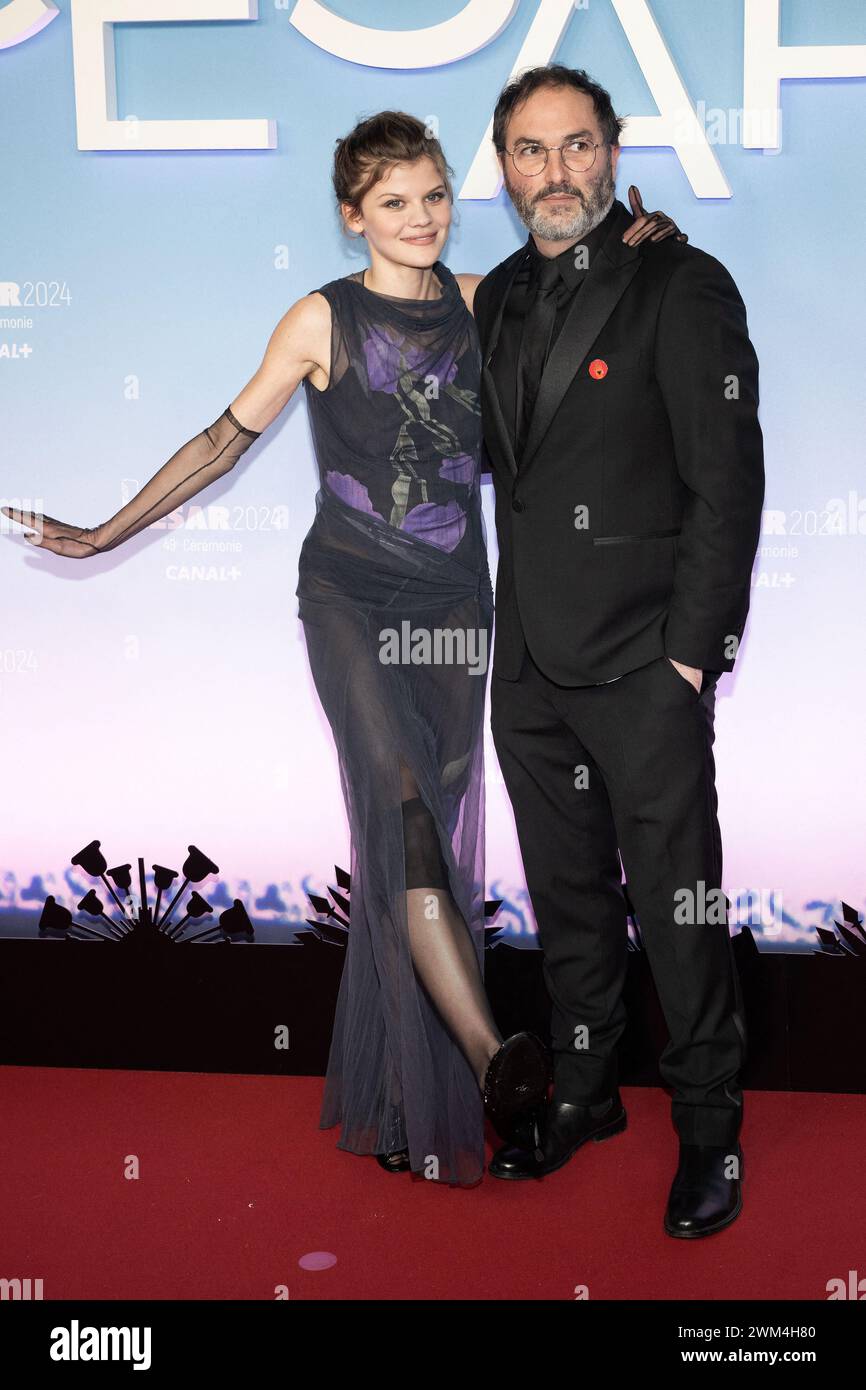 Paris, France. 24th Feb, 2024. Celeste Brunnquell and Erwan Le Duc arrive at the 49th Cesar Film ...