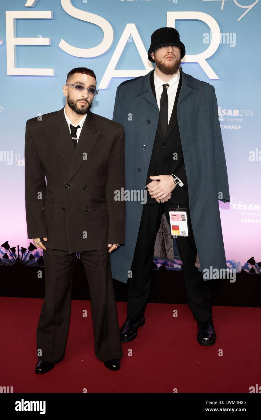 Paris, France. 24th Feb, 2024. Sofiane Pamart and Guillaume Heritier arrive at the 49th Cesar ...