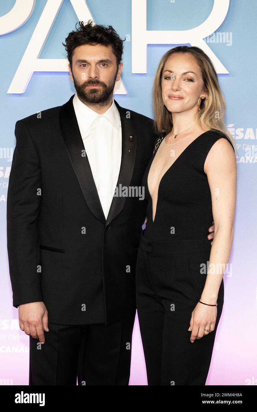 Paris, France. 24th Feb, 2024. Pio Marmai and Charlotte Ranson arrive ...