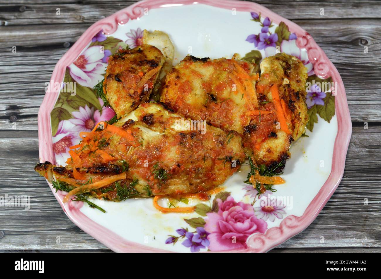 Grilled fish fillet filet, the flesh of a fish which has been cut or ...