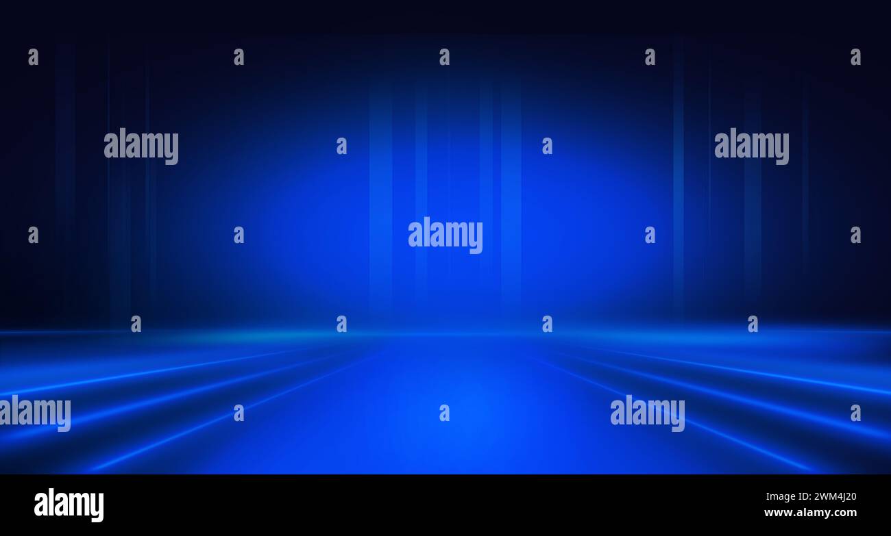 Abstract design with lines to perspective in blue theme background, 3d ...