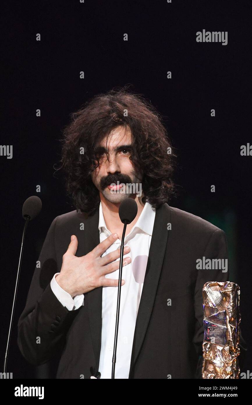 Berlin, Germany. 23rd Feb, 2024. Andrea Laszlo de Simone accepts the ...