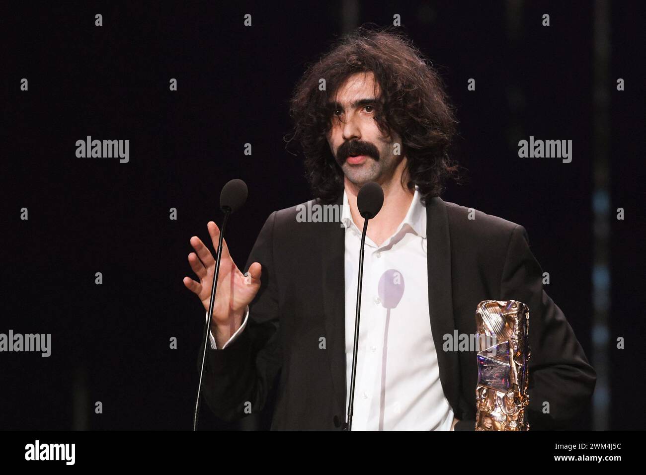 Berlin, Germany. 23rd Feb, 2024. Andrea Laszlo de Simone accepts the ...