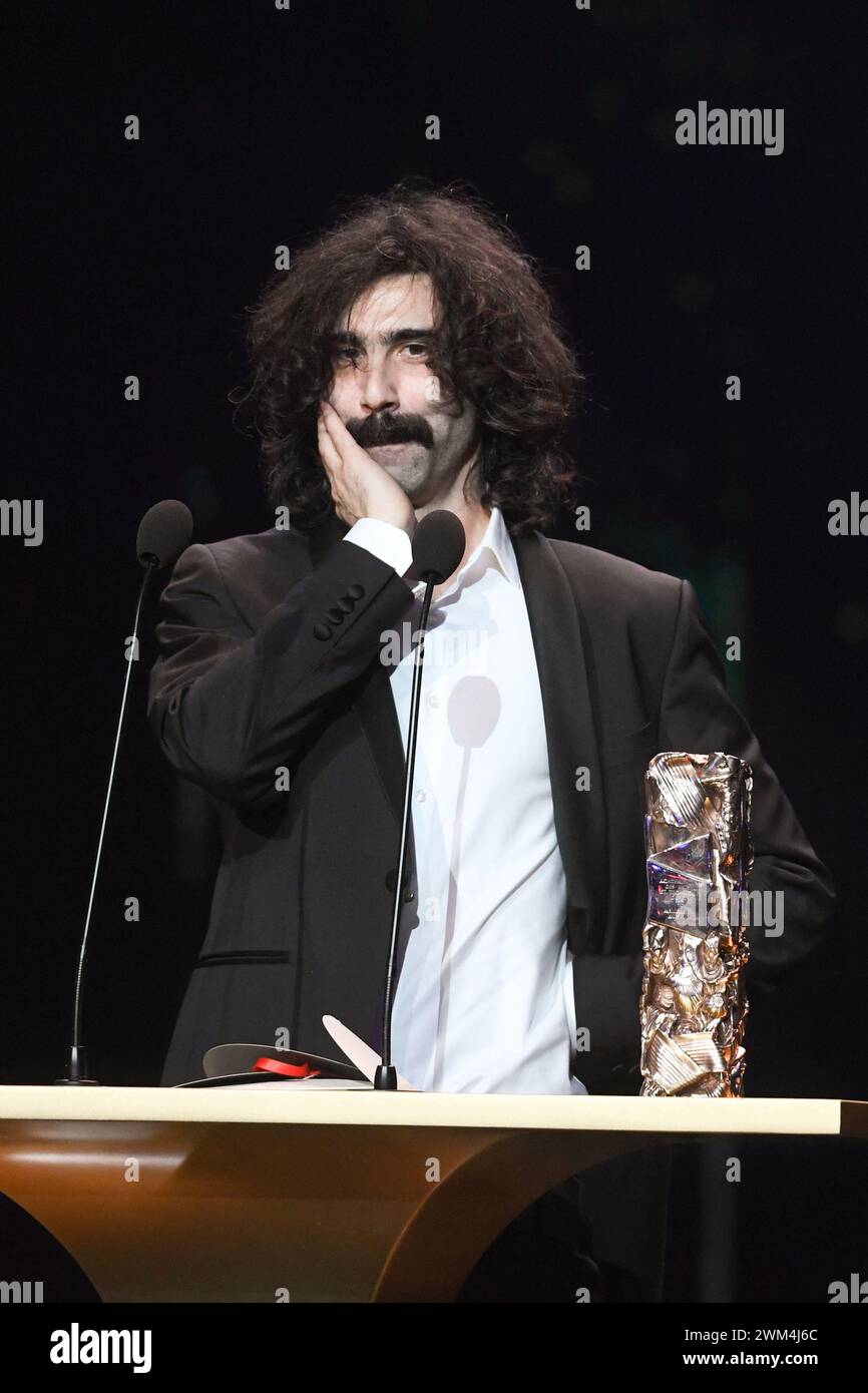 Berlin, Germany. 23rd Feb, 2024. Andrea Laszlo de Simone accepts the ...