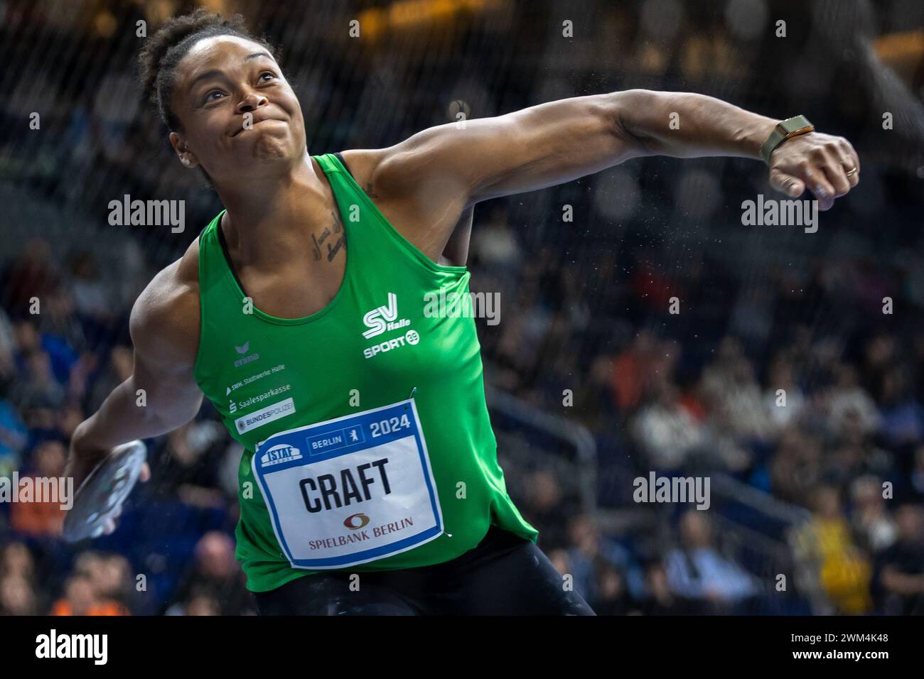 Berlin, Germany. 23rd Feb, 2024. Athletics: Istaf Indoor, men's discus ...