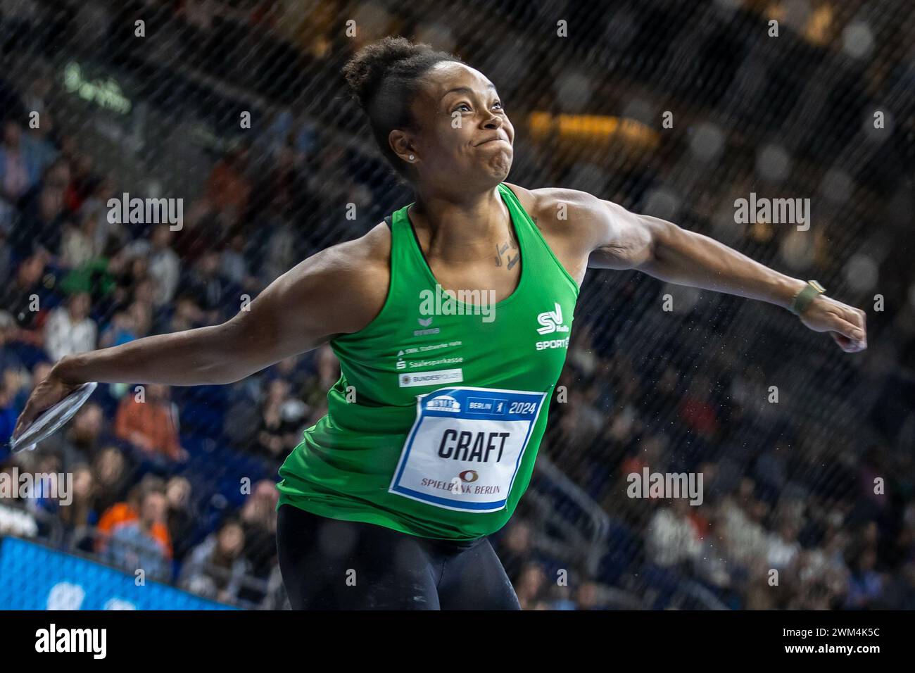 Berlin, Germany. 23rd Feb, 2024. Athletics: Istaf Indoor, men's discus ...