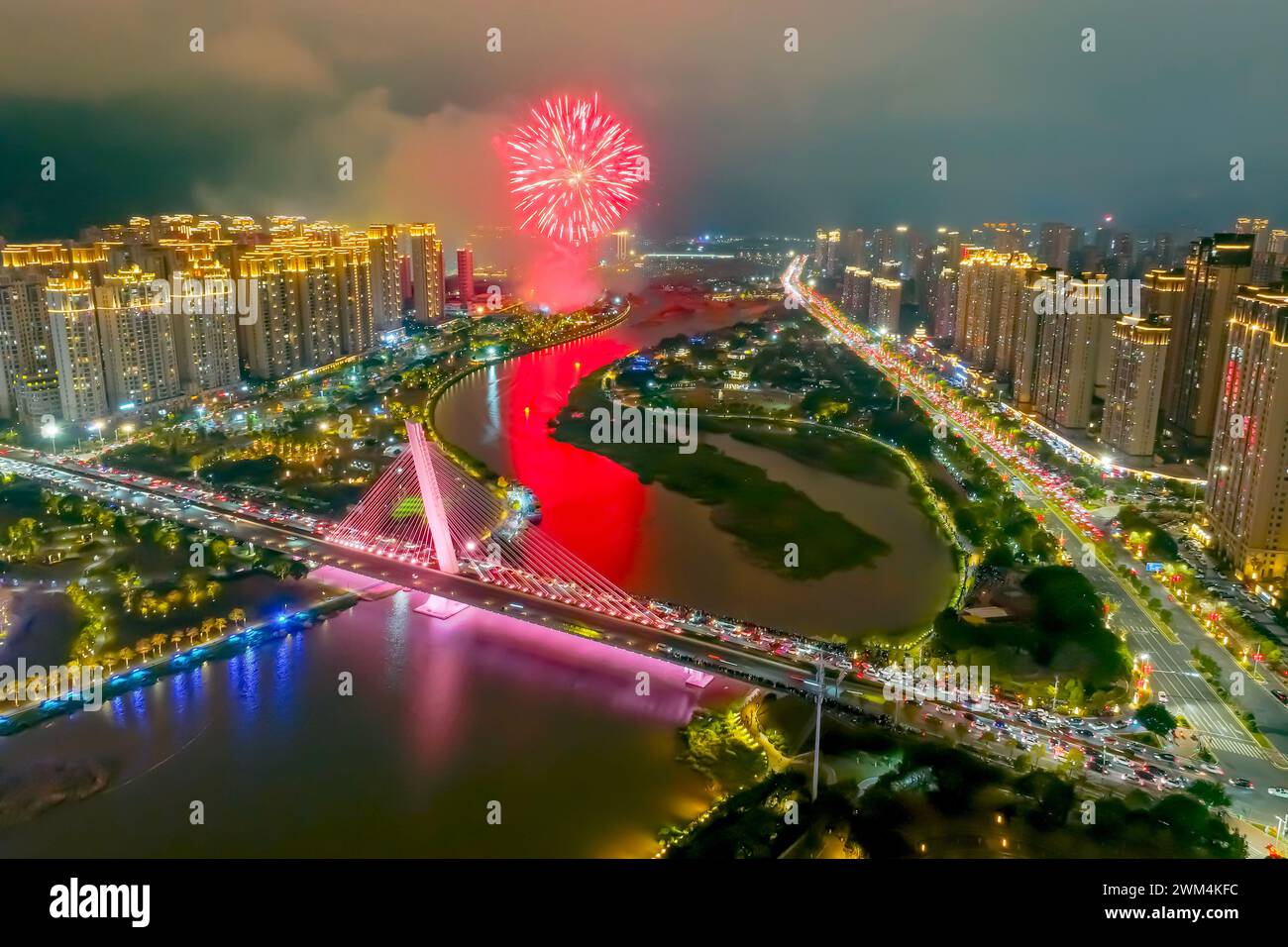 Fuqing, China. 24th Feb, 2024. A fireworks show for the 2024 Lantern ...