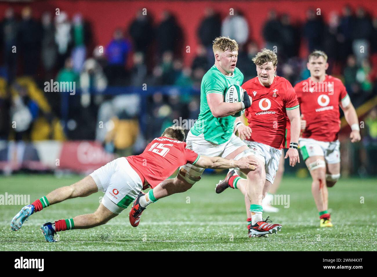 February 23rd, 2024, Virgin Media Park, Cork, Ireland - Bryn Ward of Ireland at the Under 20 Six ...