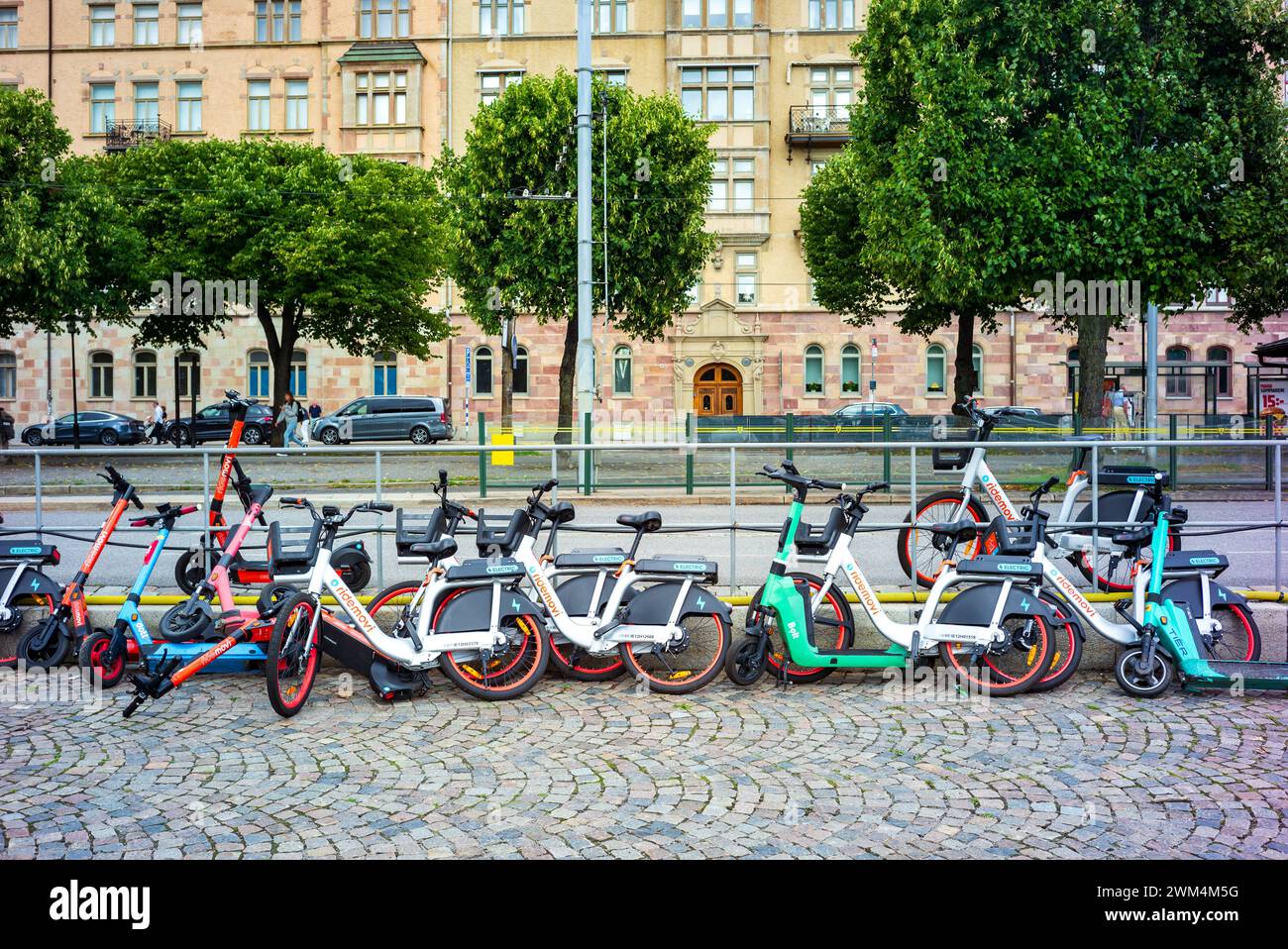 stockholm, sweden, 01 aug 2023, rental bikes and scooters *** stockholm ...