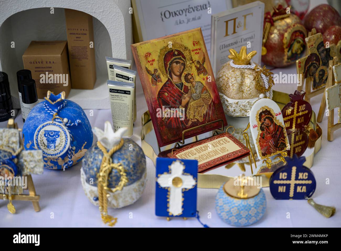 A market stall sells goods infused with Greek culture. The Antipodes ...