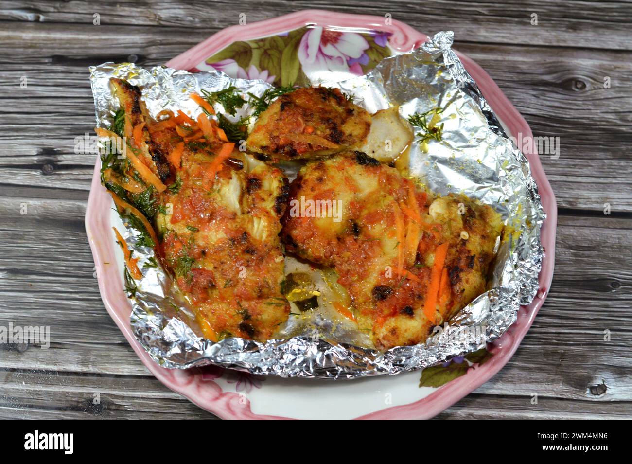 Grilled fish fillet filet, the flesh of a fish which has been cut or ...