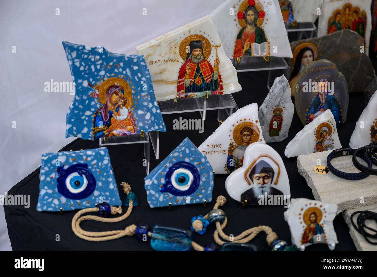 Melbourne, Australia. 24th Feb, 2024. A market stall sells goods ...