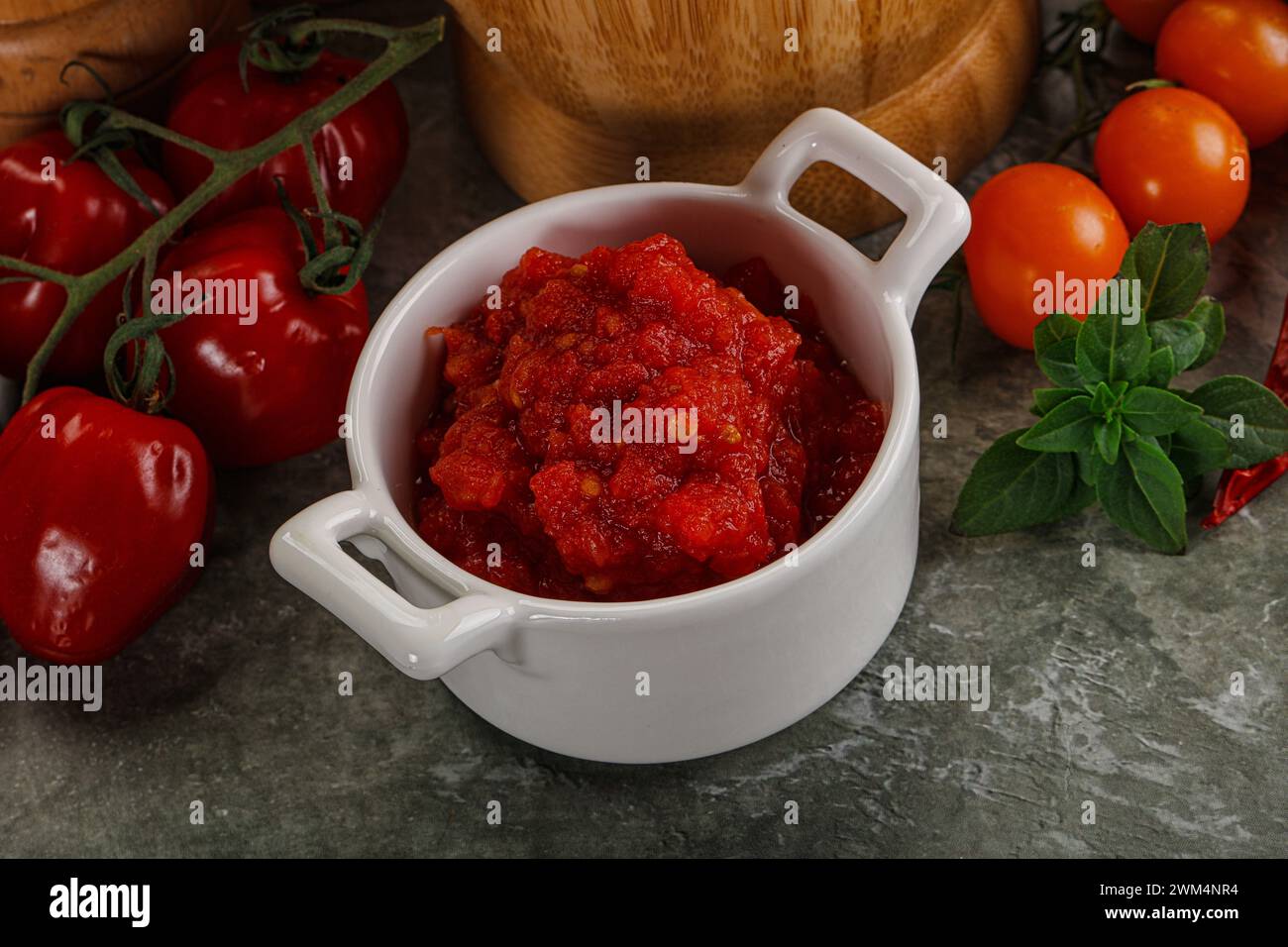 Fresh tomato puree pasta sauce in the sauce Stock Photo - Alamy