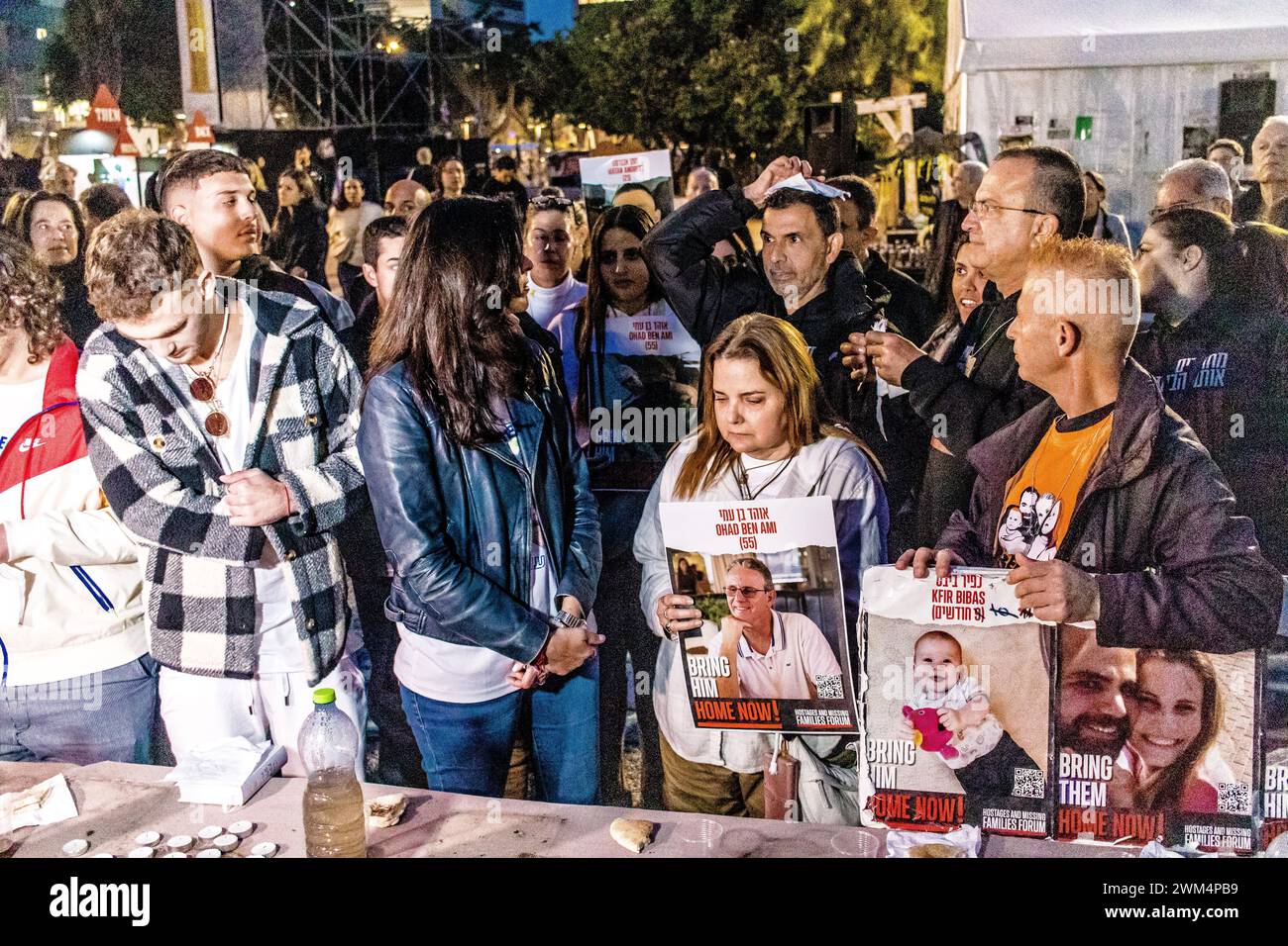 Tel Aviv, Israel, February 23, 2024 Families of the hostages ...