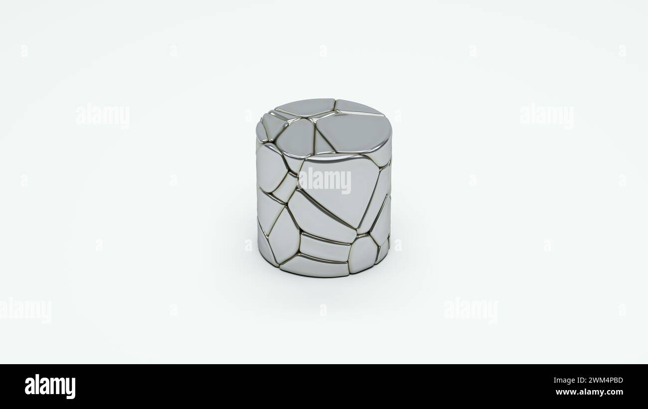 Silver cylinder metal fragments soft rounded reflection block circle 3d ...