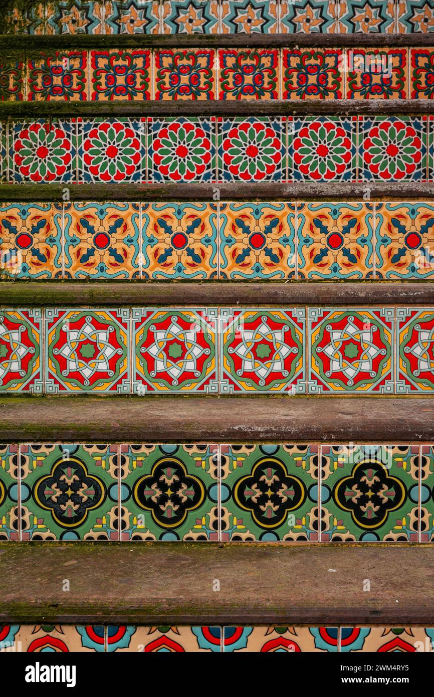 A vertical of vibrant painted wooden steps in Istanbul, Turkey Stock ...