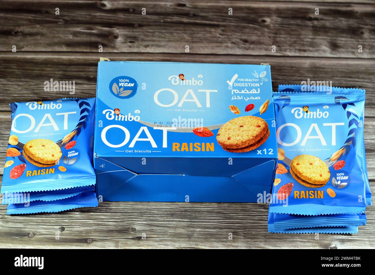 Cairo, Egypt, February 22 2024: Bimbo Oat Biscuits with Raisin and ...