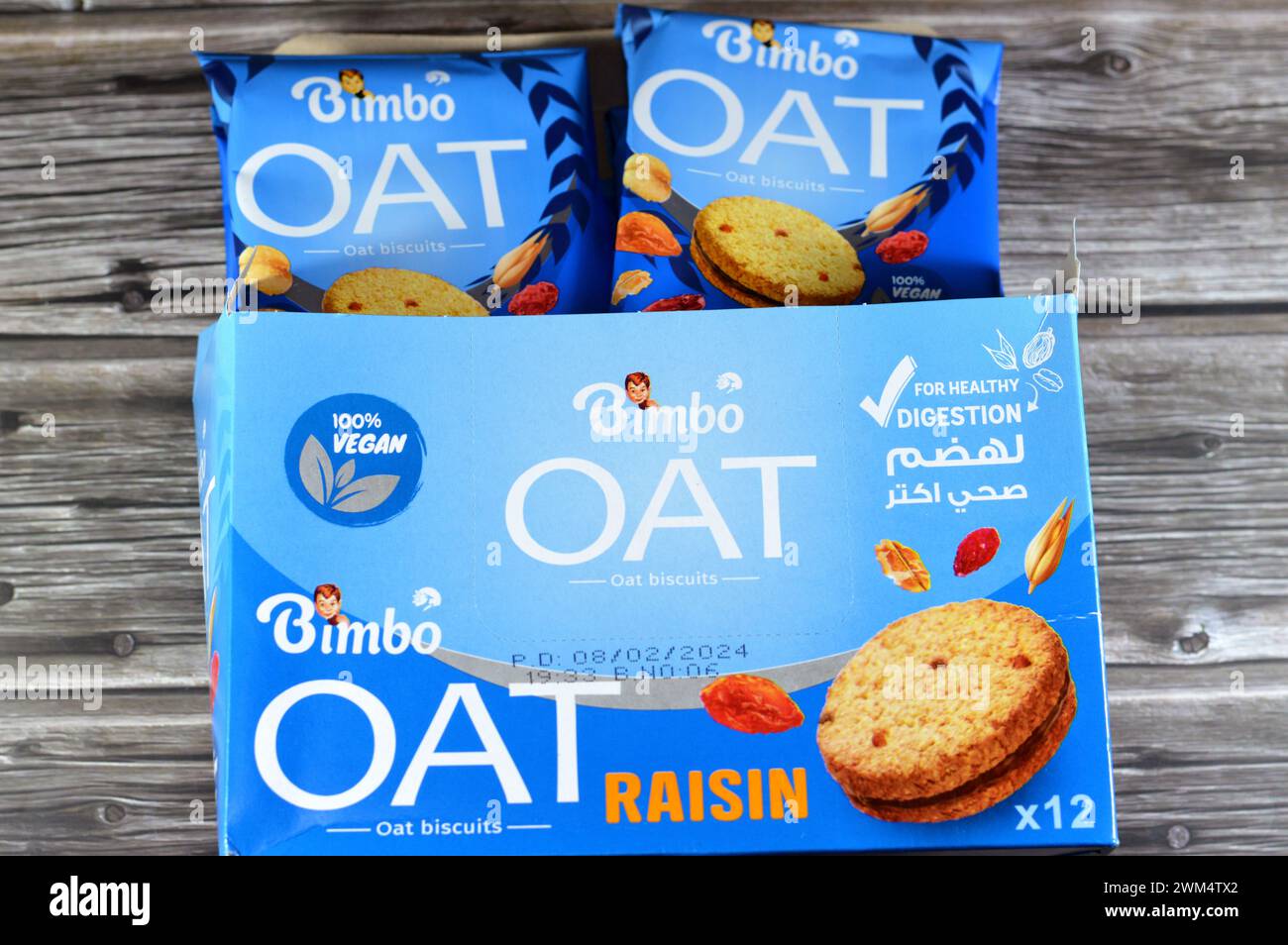 Cairo, Egypt, February 22 2024: Bimbo Oat Biscuits with Raisin and ...