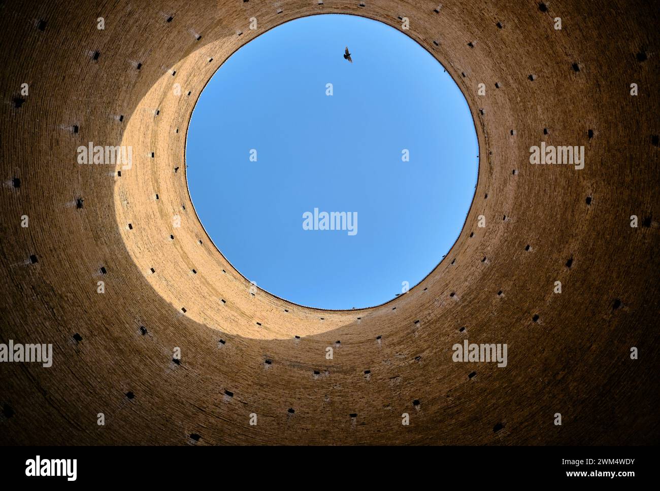 Inside the Toghrol Tower, Lown angle view Toghrol (Tughrul) Tower with ...