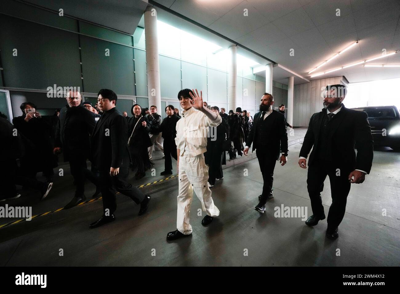 South Korea's rapper and singer Jeno arrives at the Ferragamo women's ...