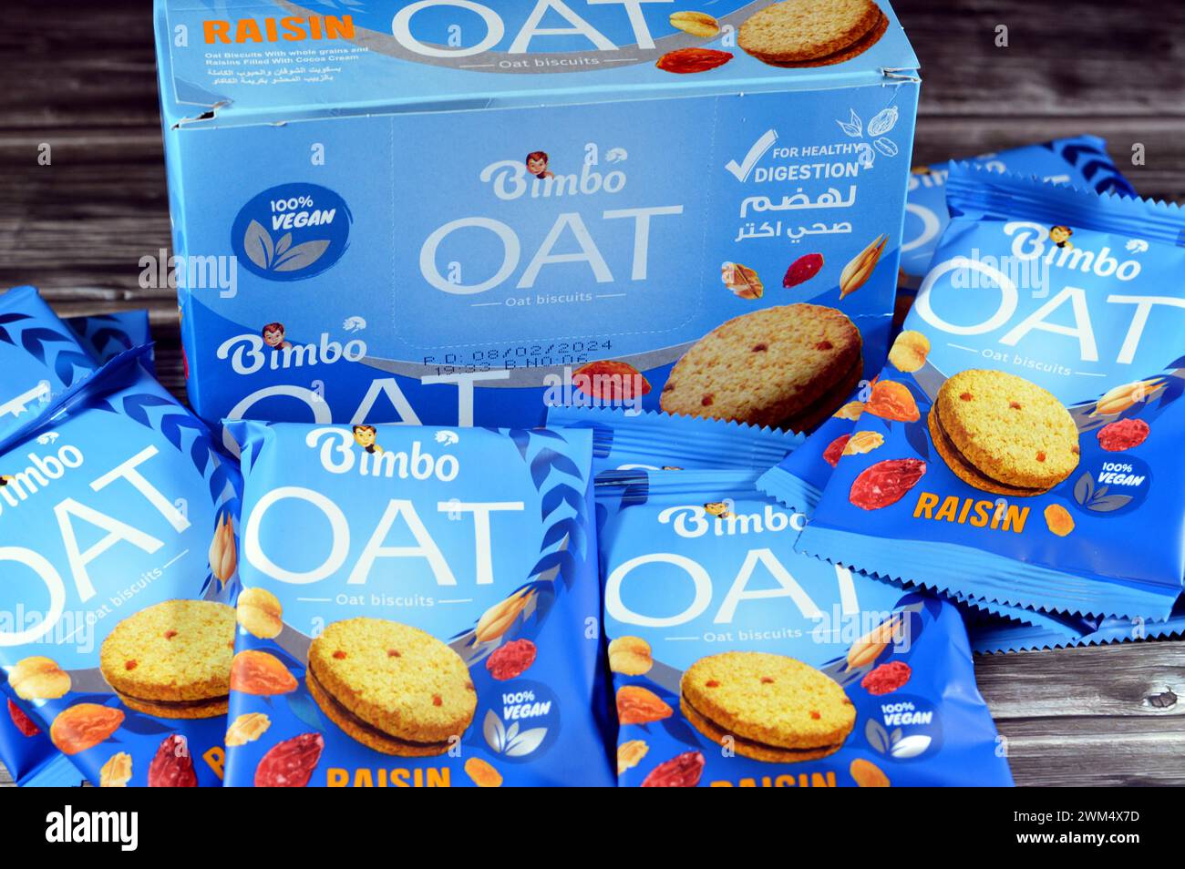 Cairo, Egypt, February 22 2024: Bimbo Oat Biscuits with Raisin and ...