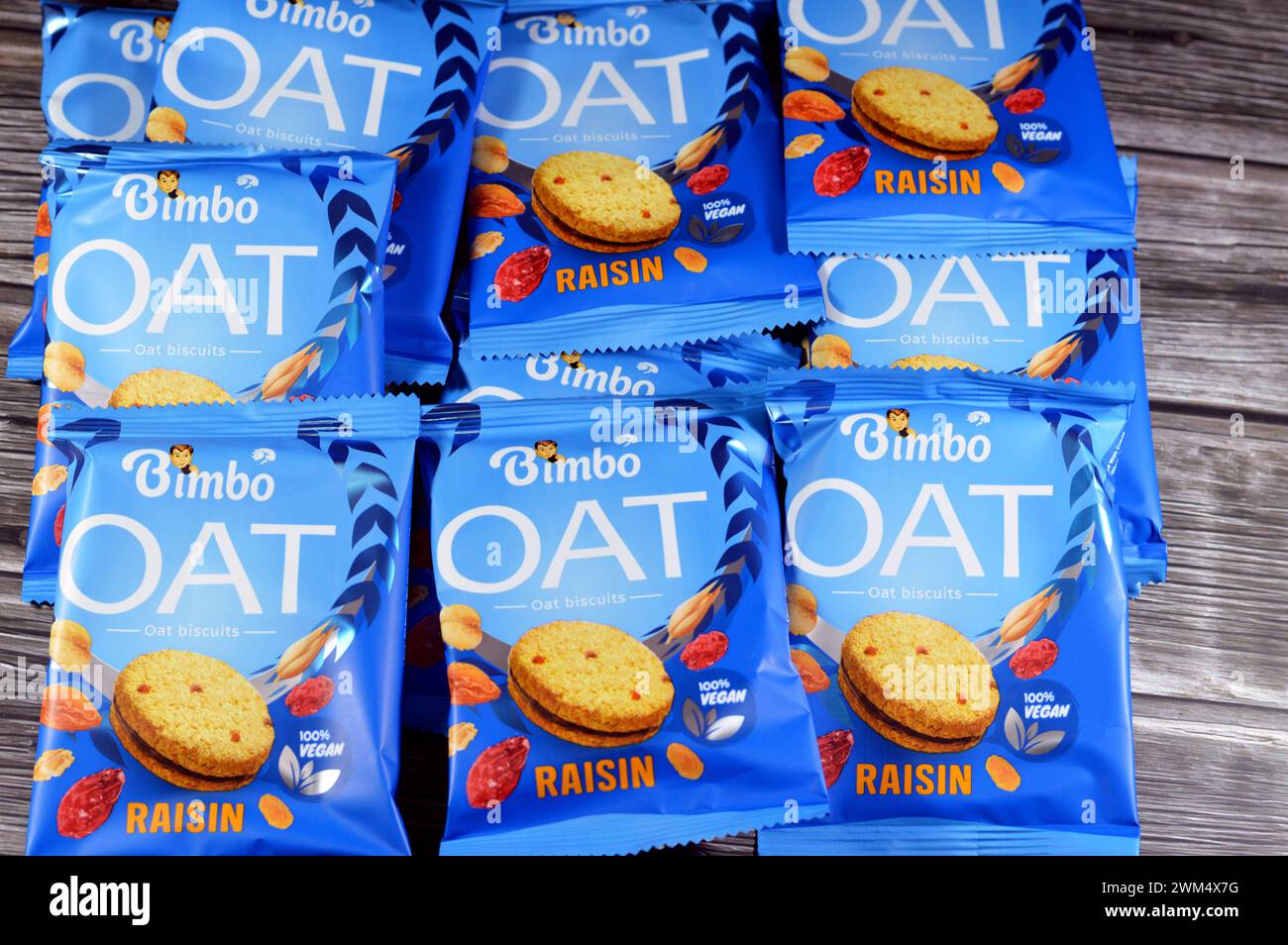 Cairo, Egypt, February 22 2024: Bimbo Oat Biscuits with Raisin and ...