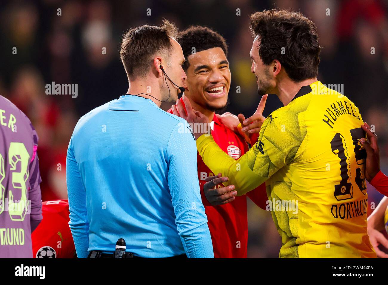 EINDHOVEN, NETHERLANDS - FEBRUARY 20: referee Srdjan Jovanovic, Malik ...