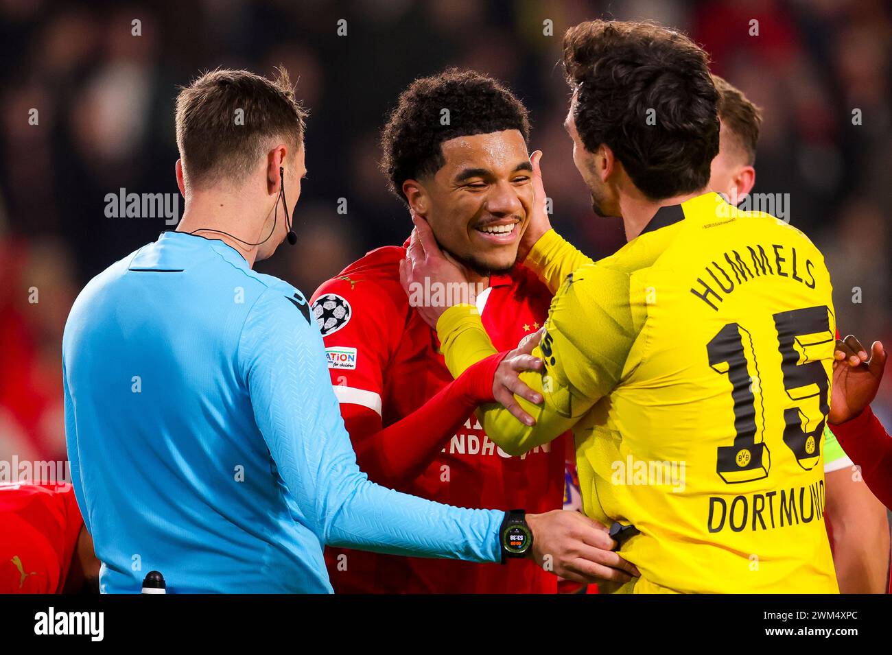 EINDHOVEN, NETHERLANDS - FEBRUARY 20: referee Srdjan Jovanovic, Malik ...