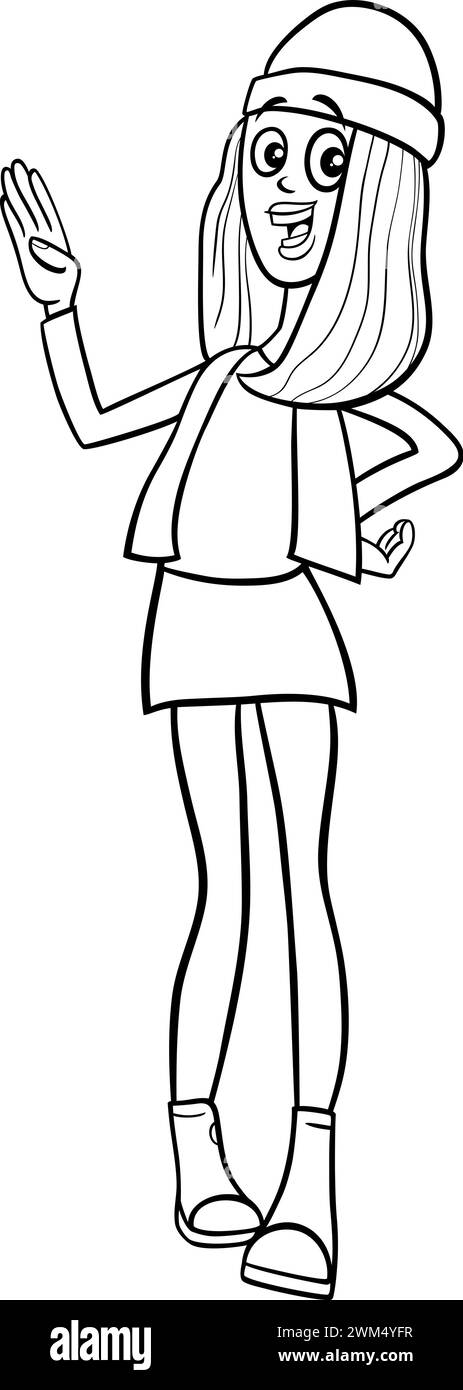 Cartoon illustration of funny girl or young woman comic character ...