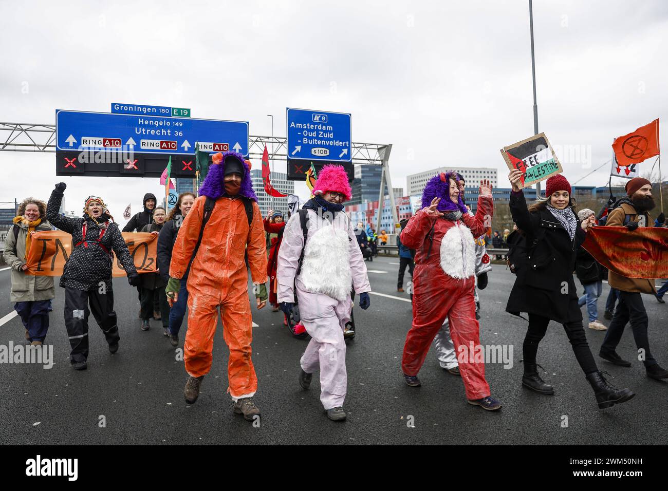 AMSTERDAM - Protesters from Extinction Rebellion during a blockade of ...