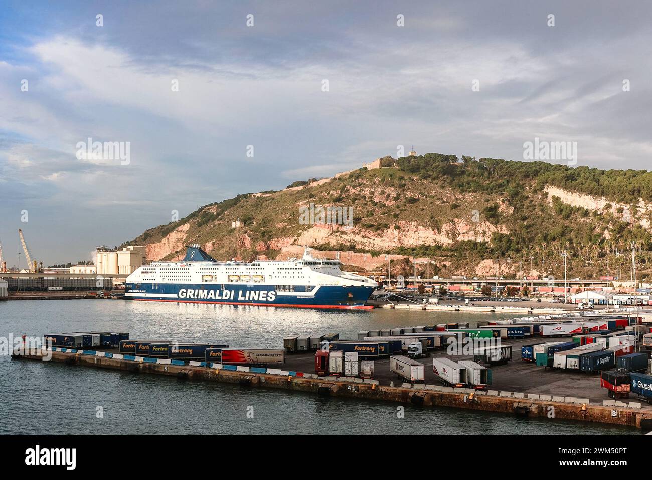 Barcelona, Spain - December 1, 2023: Panoramic view of cargo port in ...