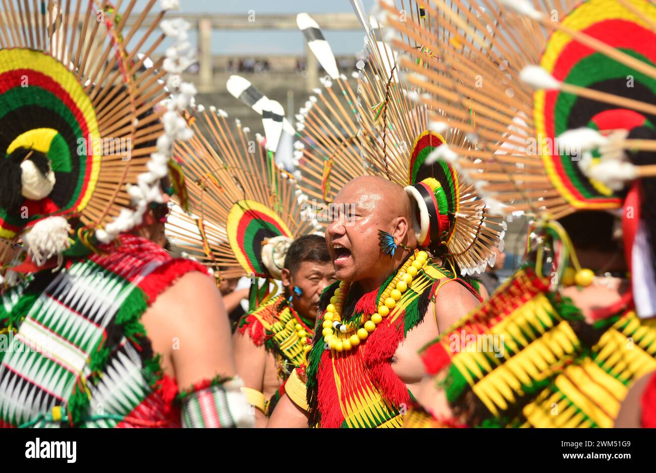 Dimapur, India. Feb 24, 2024: Angami cultural troupe perform a folk ...