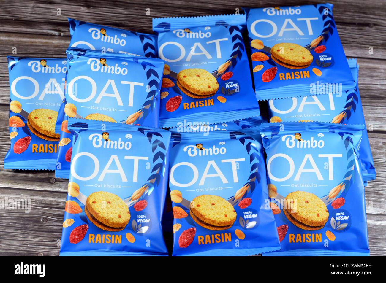 Cairo, Egypt, February 22 2024: Bimbo Oat Biscuits with Raisin and ...